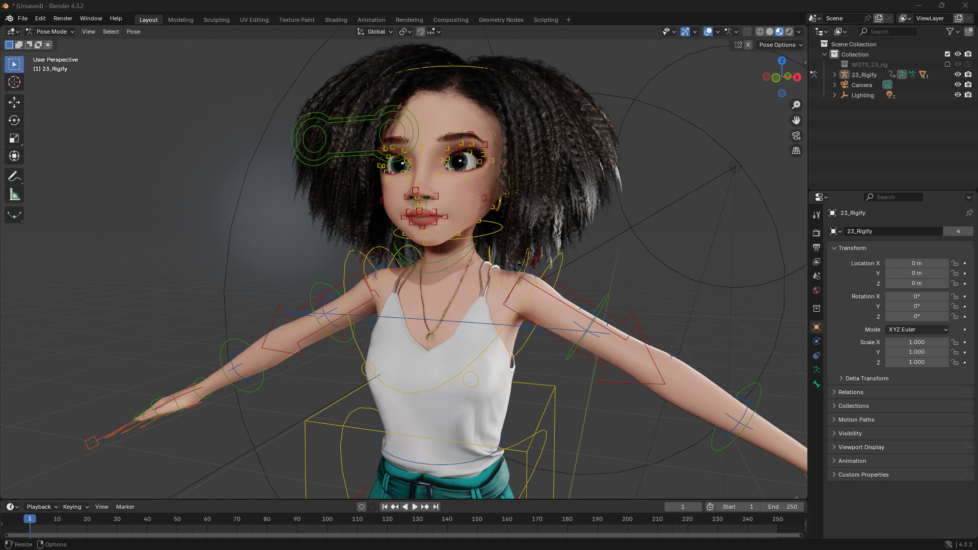 Natural Curly Hair Rigged Stylized 3D Female Expressive Char by Elegant ...