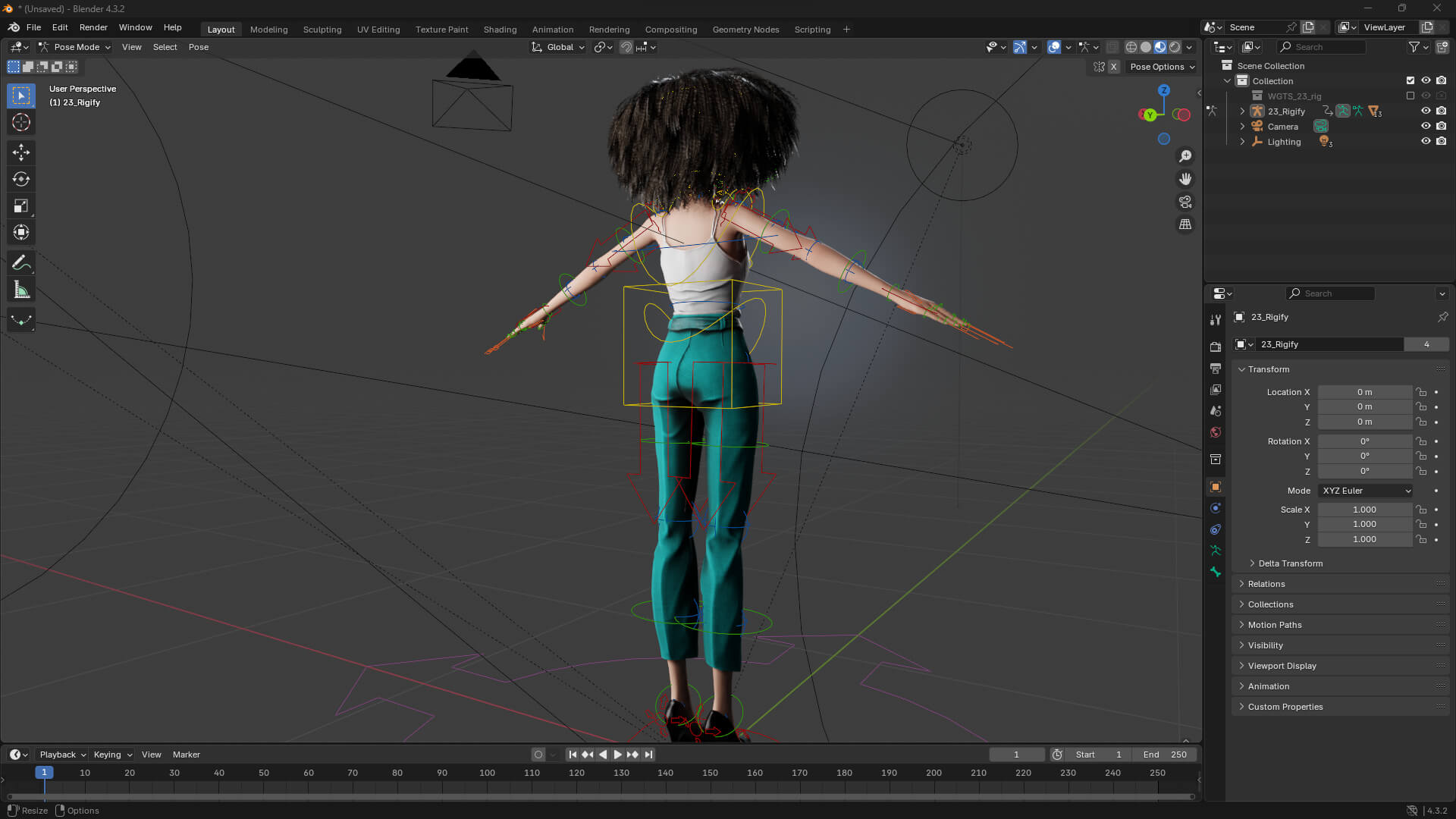 Natural Curly Hair Rigged Stylized 3D Female Expressive Char by Elegant ...