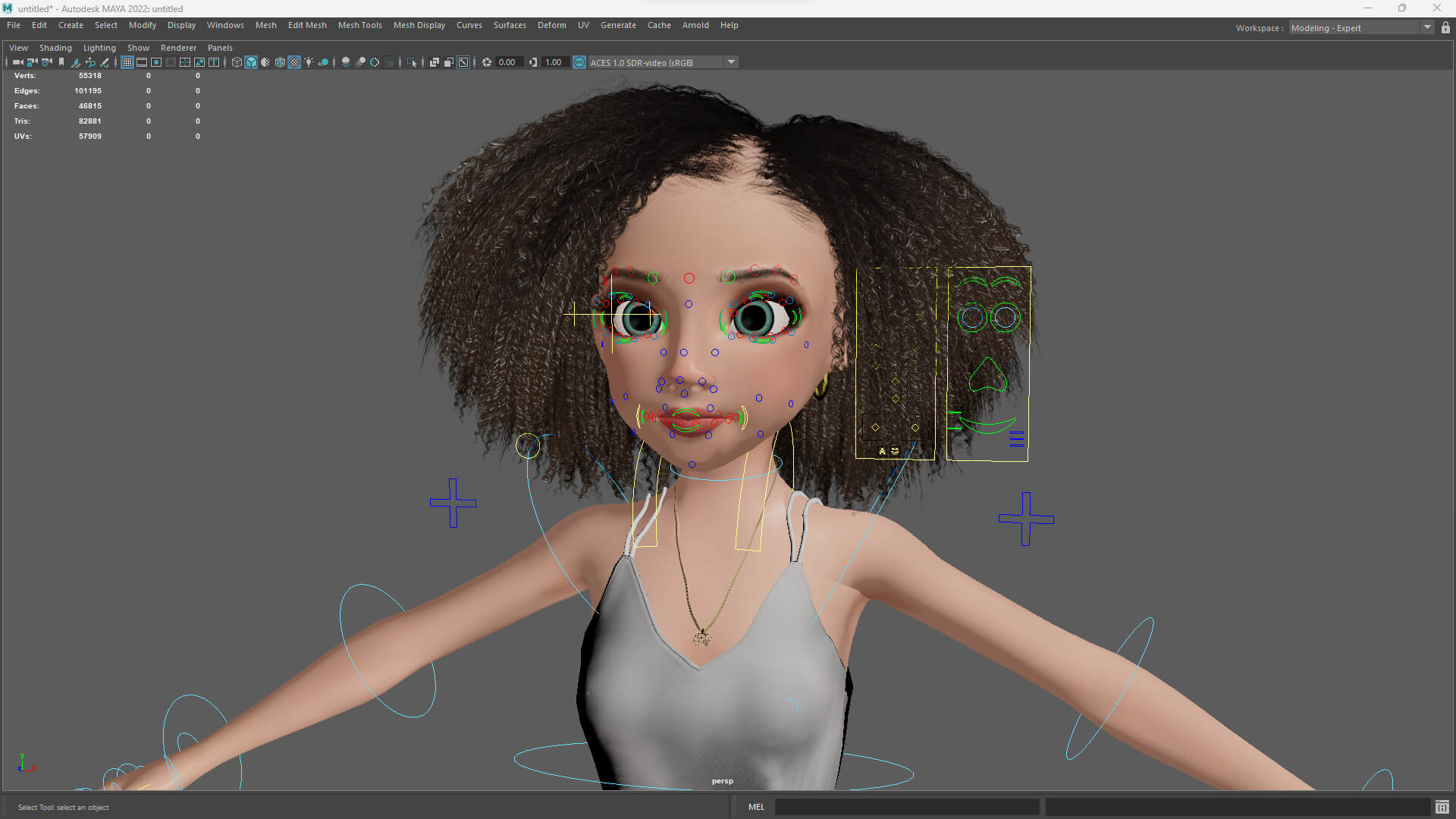 Natural Curly Hair Rigged Stylized 3D Female Expressive Char by Elegant ...