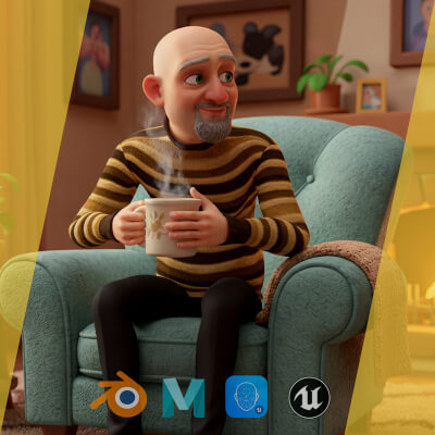 Cartoon Old Man Character - 3D Model by Elegant Mesh 3D