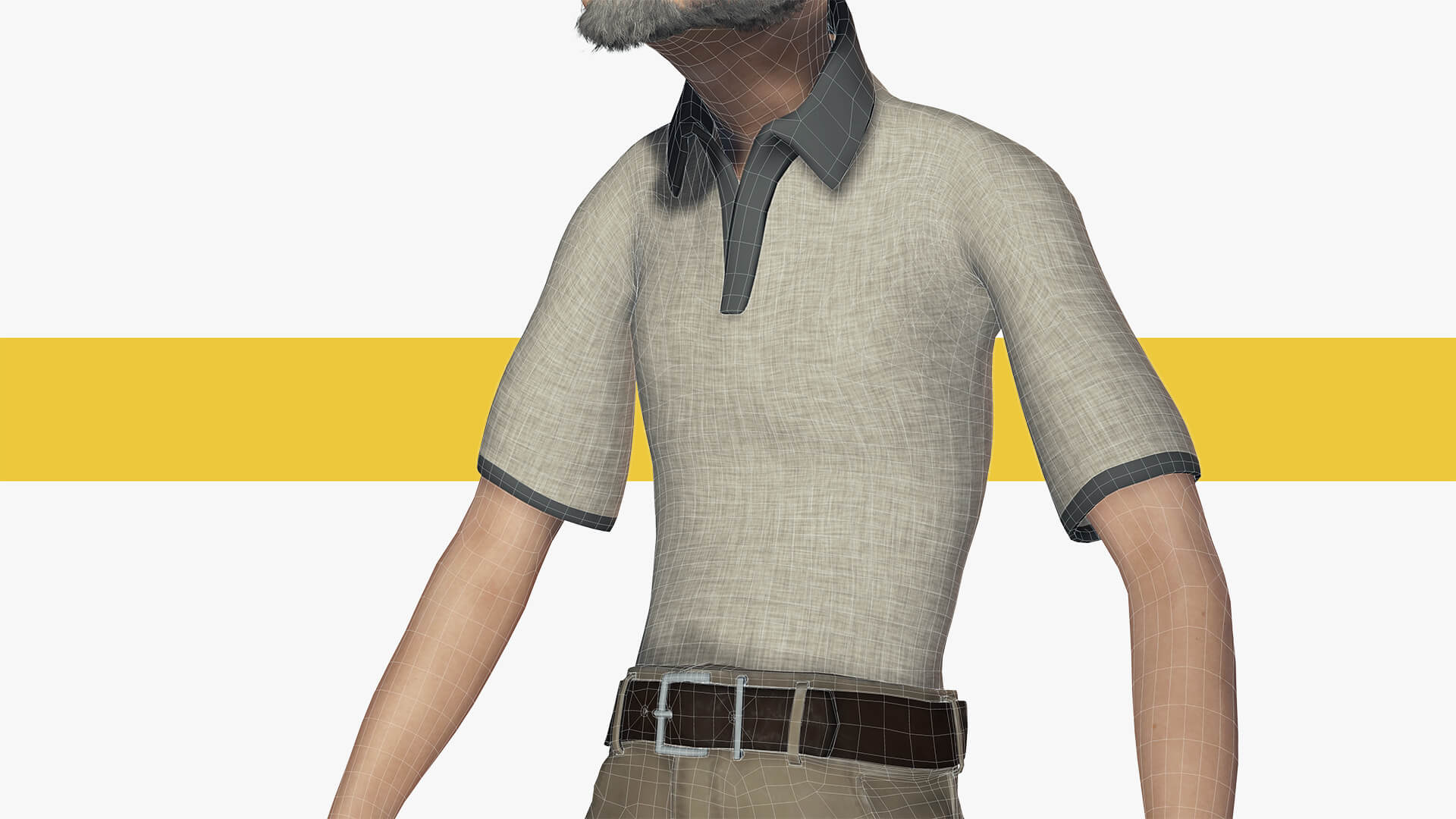 Old Man Cartoon Character Realtime - 3D Model by Elegant Mesh 3D