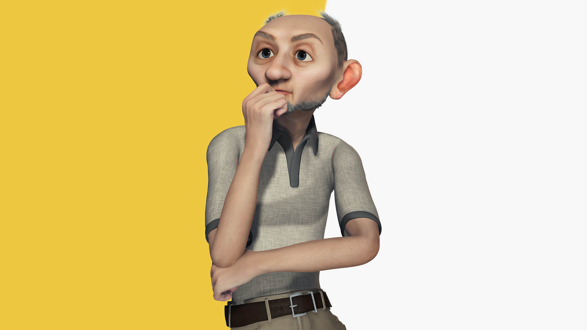 Old Man Cartoon Character - 3D Model by Elegant Mesh 3D