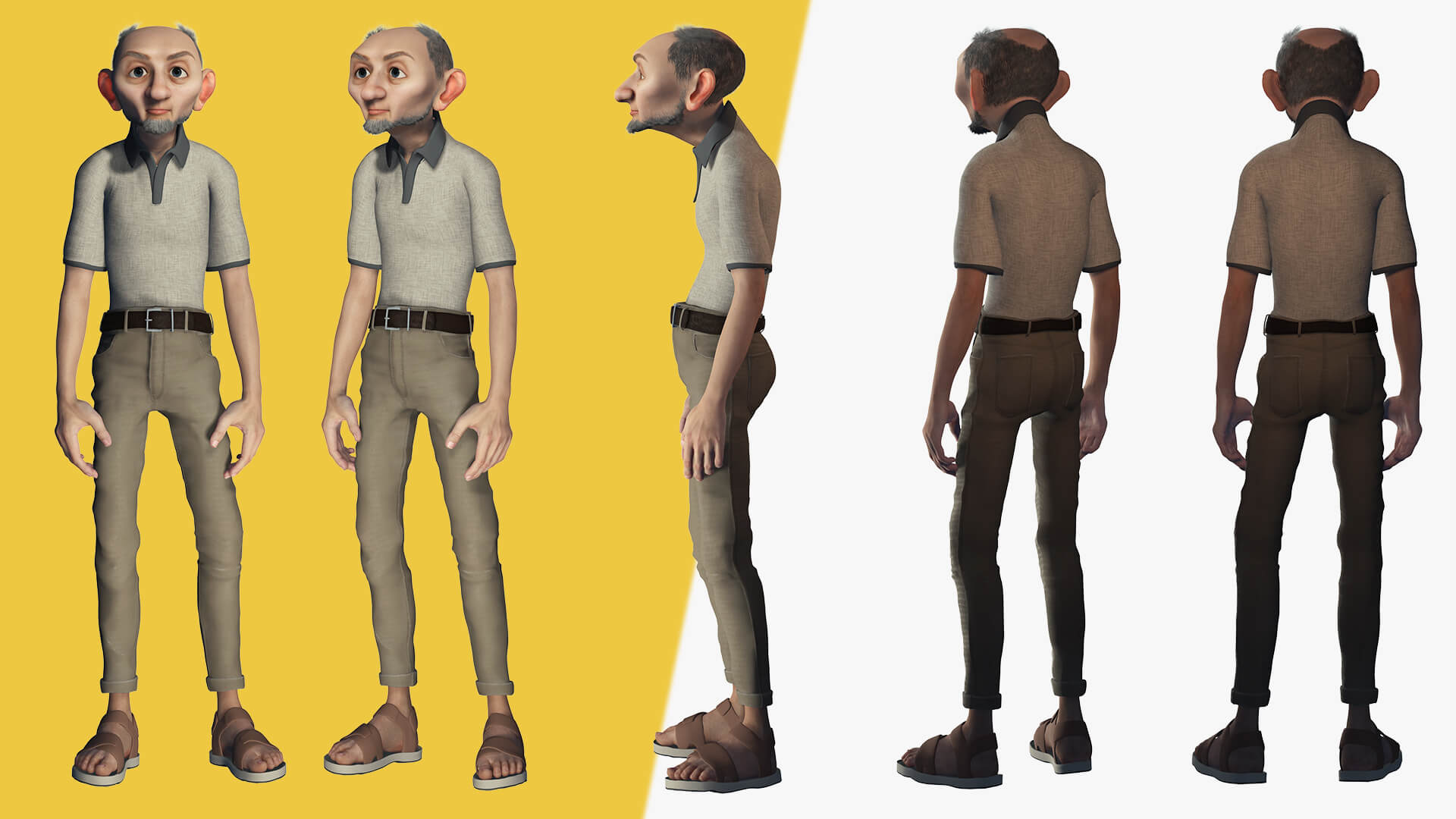 Old Man Cartoon Character - 3D Model by Elegant Mesh 3D
