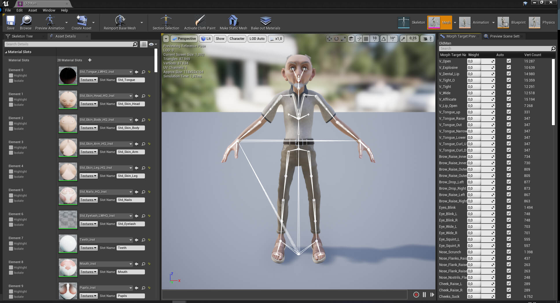 Old Man Cartoon Character Realtime - 3D Model by Elegant Mesh 3D