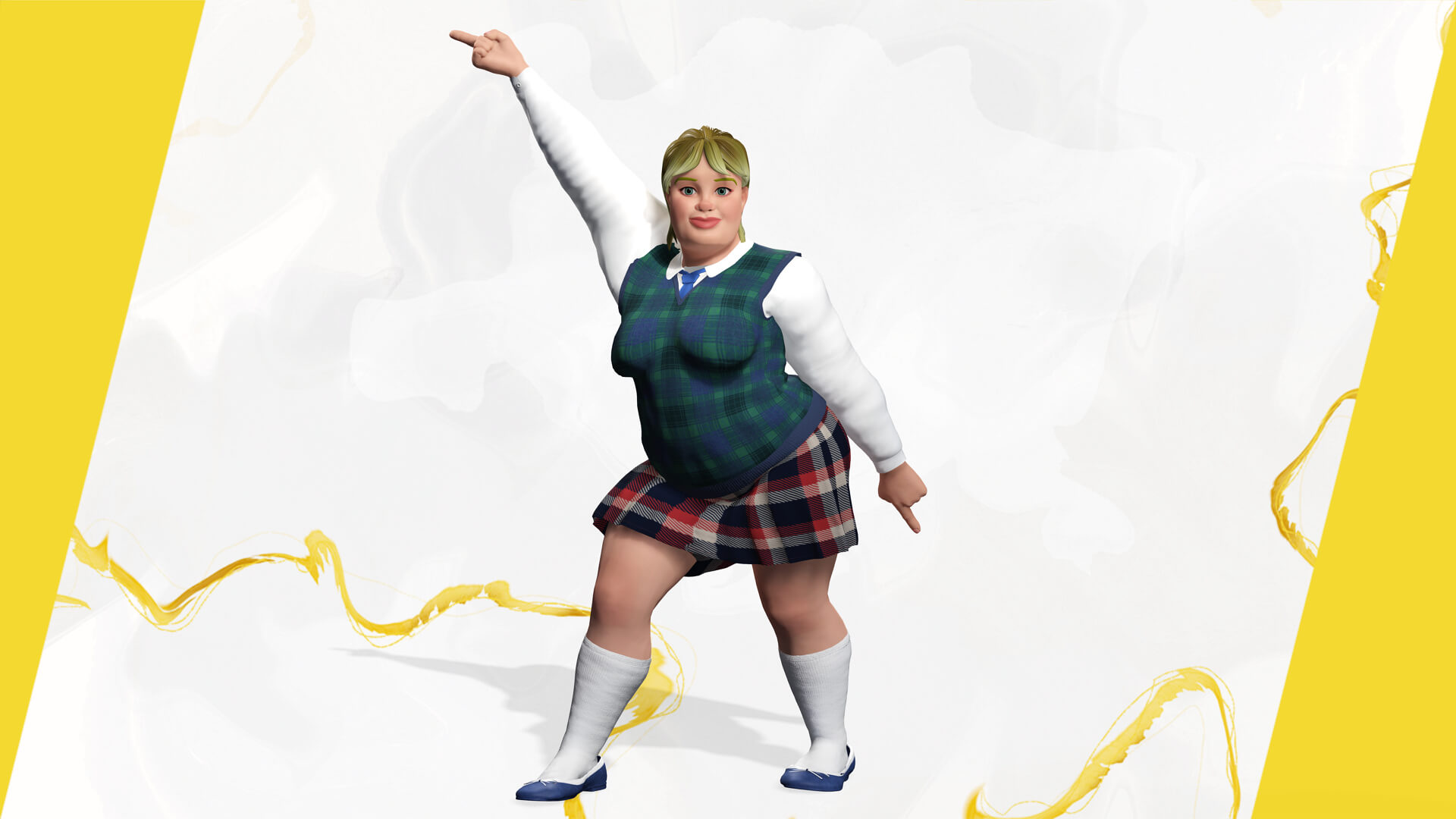Plus-Size Cartoon Student Girl With Uniform 3D Model by Elegant Mesh 3D