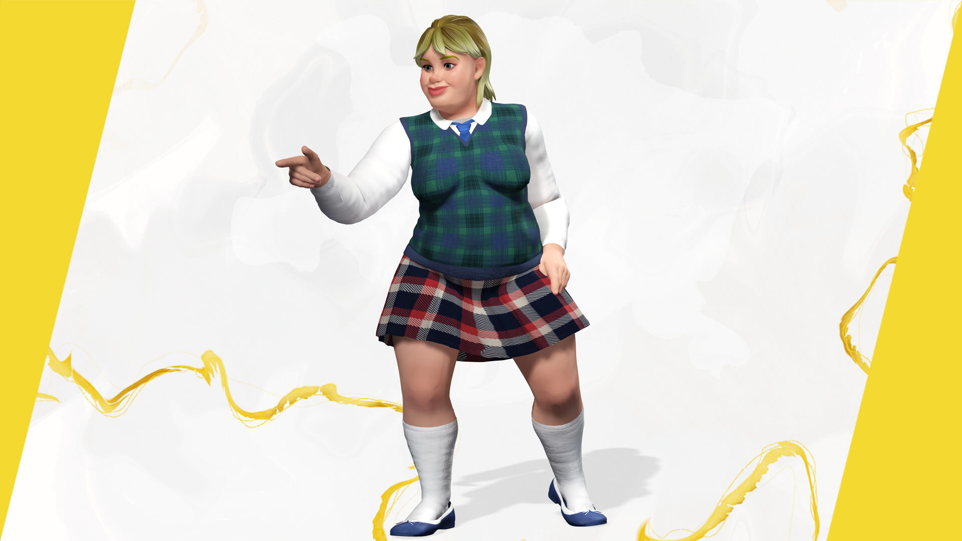 Plus-Size Cartoon Student Girl With Uniform 3D Model by Elegant Mesh 3D