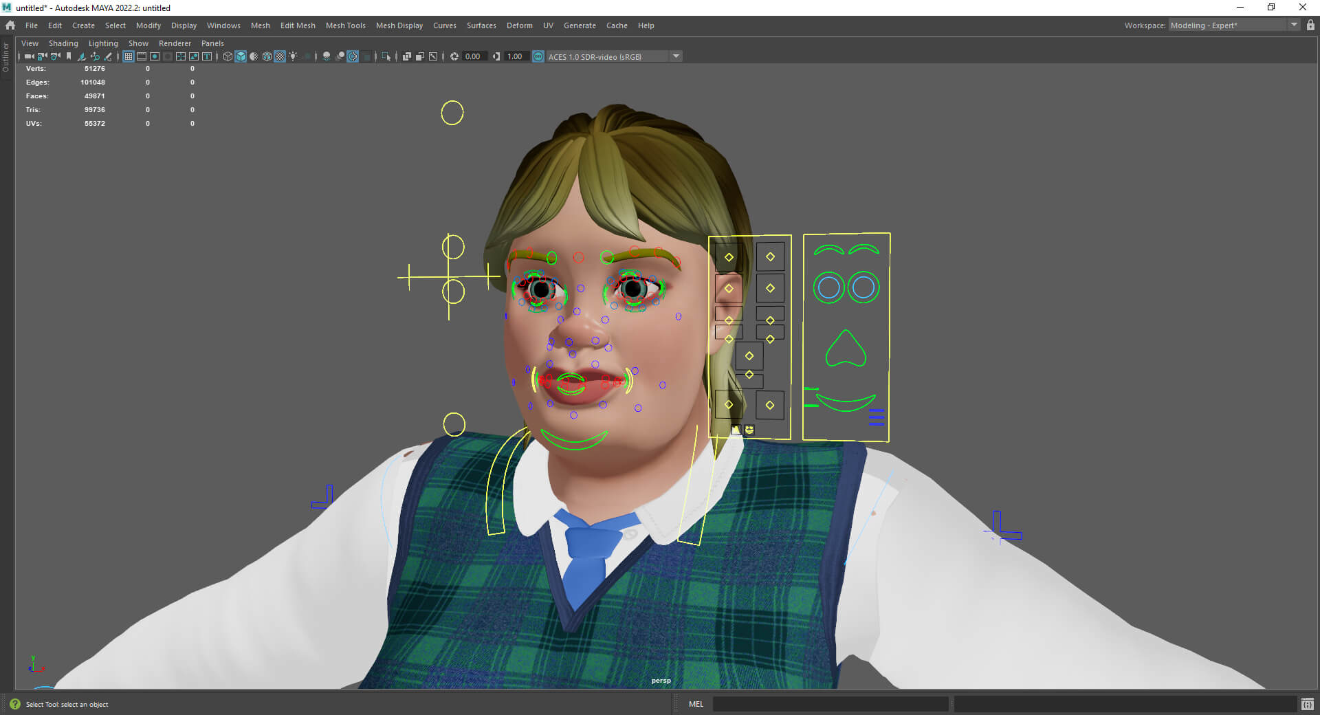 Plus-Size Cartoon Student Girl With Uniform 3D Model by Elegant Mesh 3D