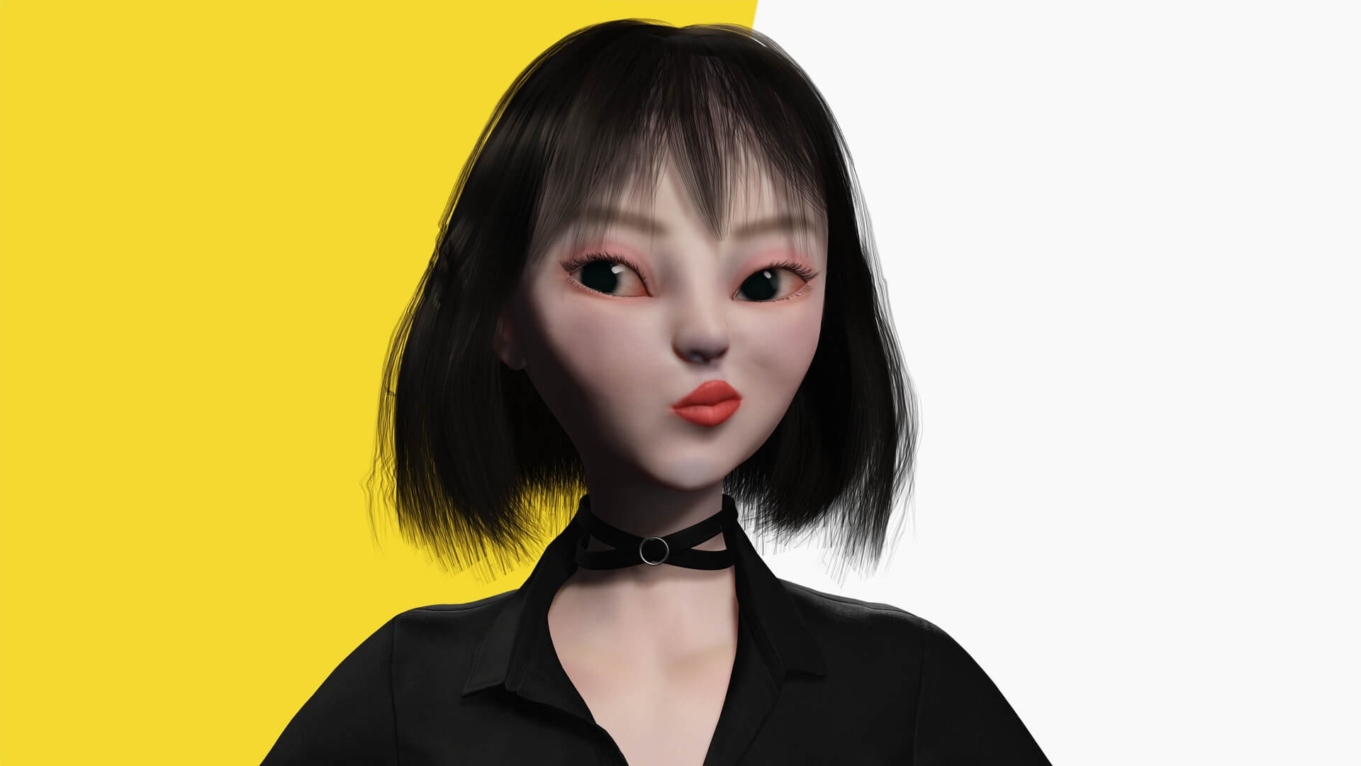 Asian Woman Cartoon Character - 3D Model by Elegant Mesh 3D