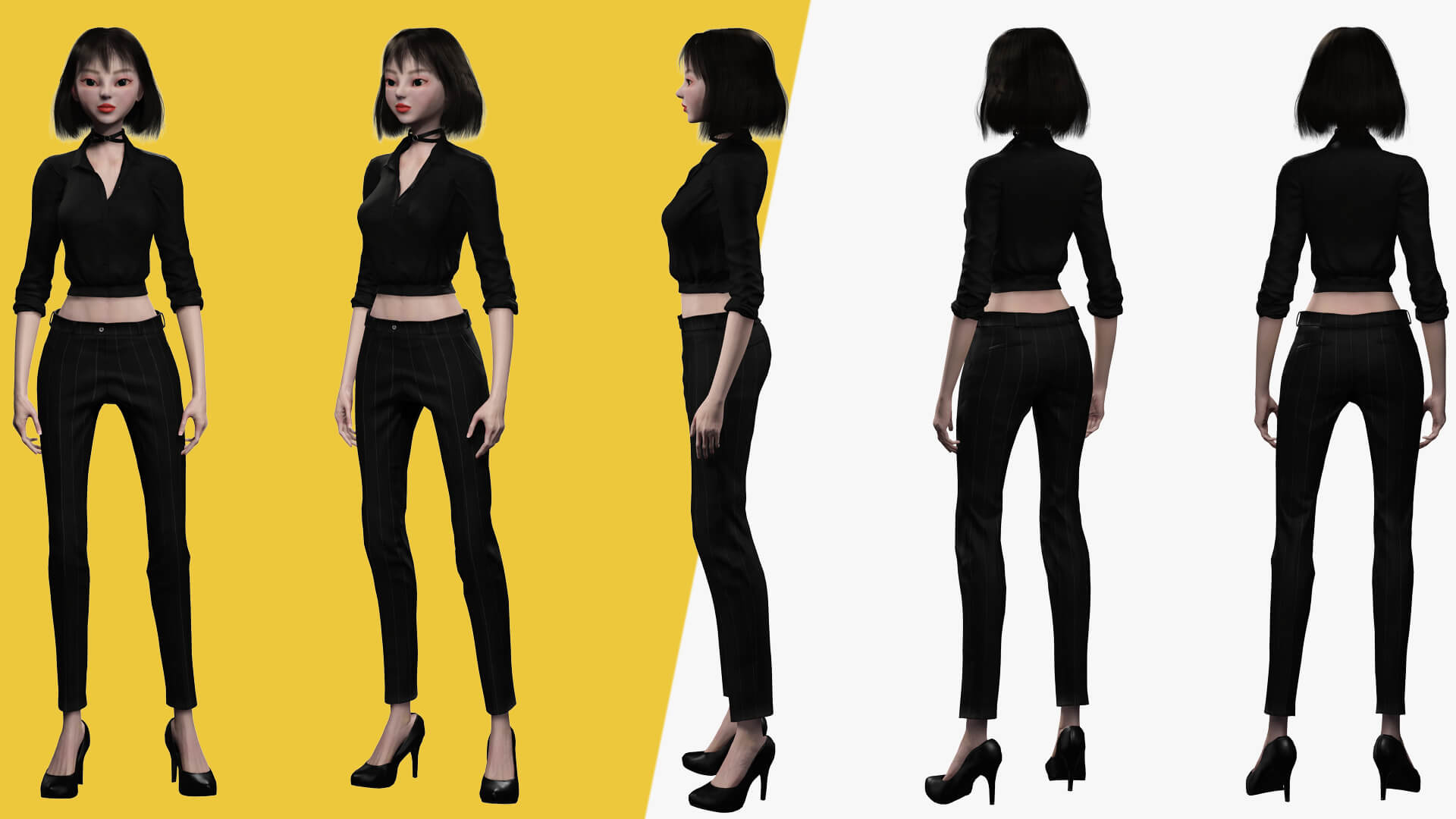 Asian Woman Cartoon Character - 3D Model by Elegant Mesh 3D