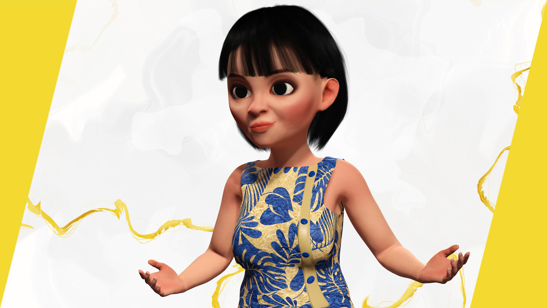 Pretty Girl Cartoon Character - 3D Model by Elegant Mesh 3D