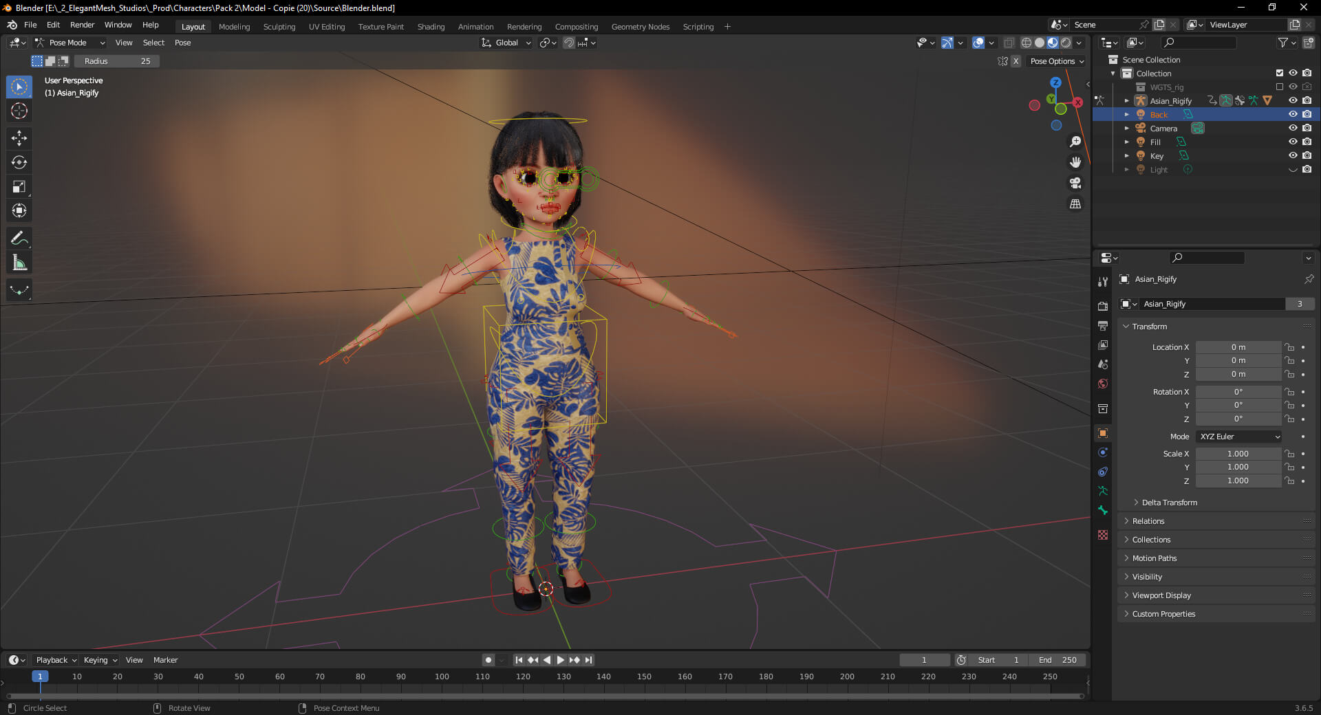 Pretty Girl Cartoon Character - 3D Model by Elegant Mesh 3D