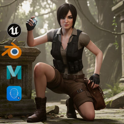 Realistic Young Female Tomb Raider Style Action Woman Advent - 3D Model ...