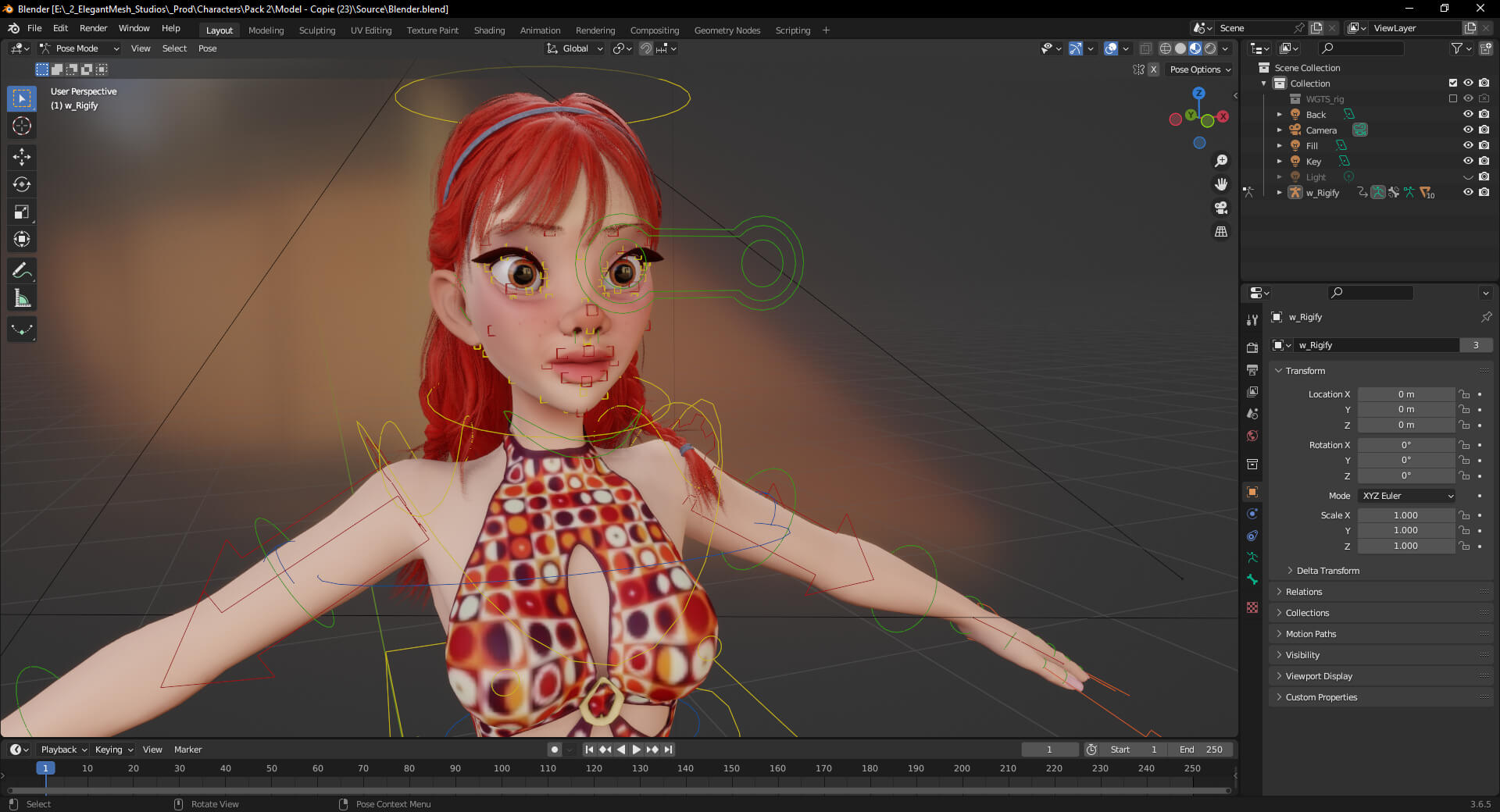 Redhead Character With Colorful Patterned Outfit - 3D Model by Elegant ...