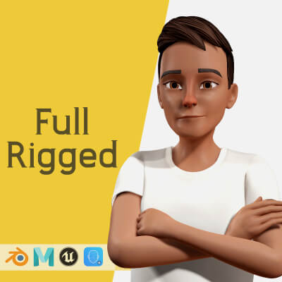 Relaxed and Cool Look Stylized 3D Young Male Character by Elegant Mesh 3D