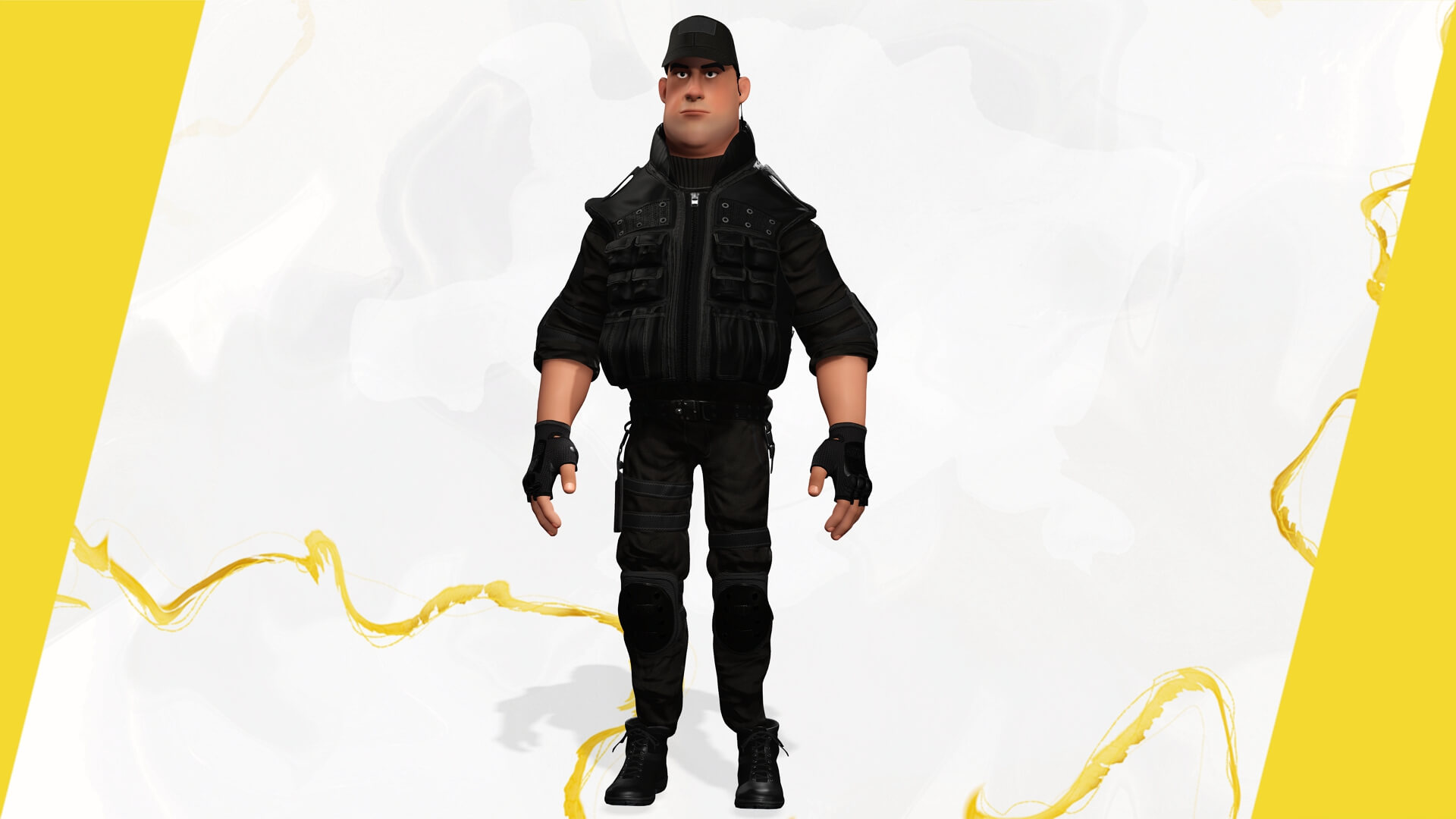 Security Guard Agent Cartoon Character - 3D Model by Elegant Mesh 3D