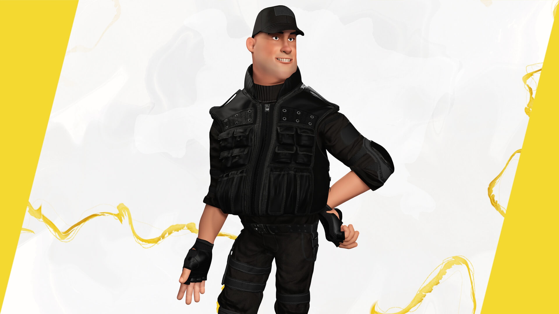 Security Guard Agent Cartoon Character - 3D Model by Elegant Mesh 3D