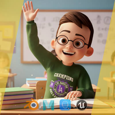 Smart Stylized Boy Character with Glasses Rigged and Ready - 3D Model ...