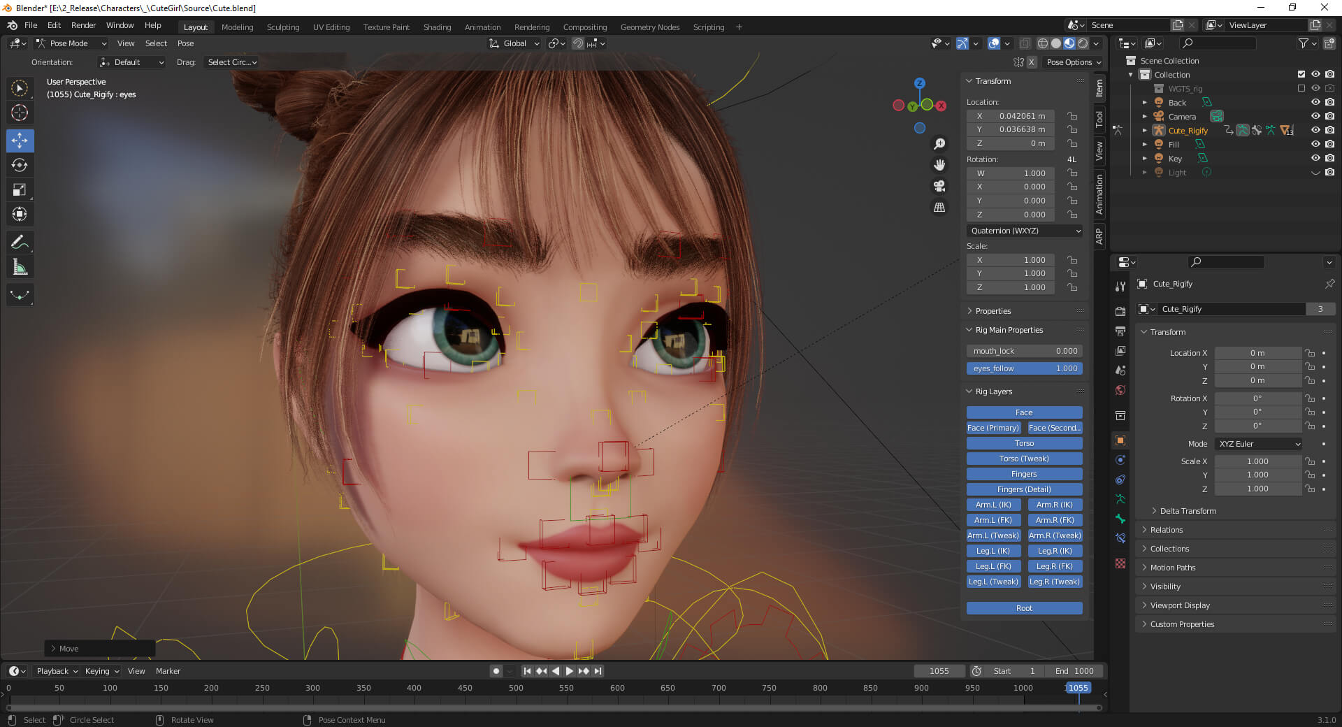 Stylized Cute Girl Character - 3D Model by Elegant Mesh 3D
