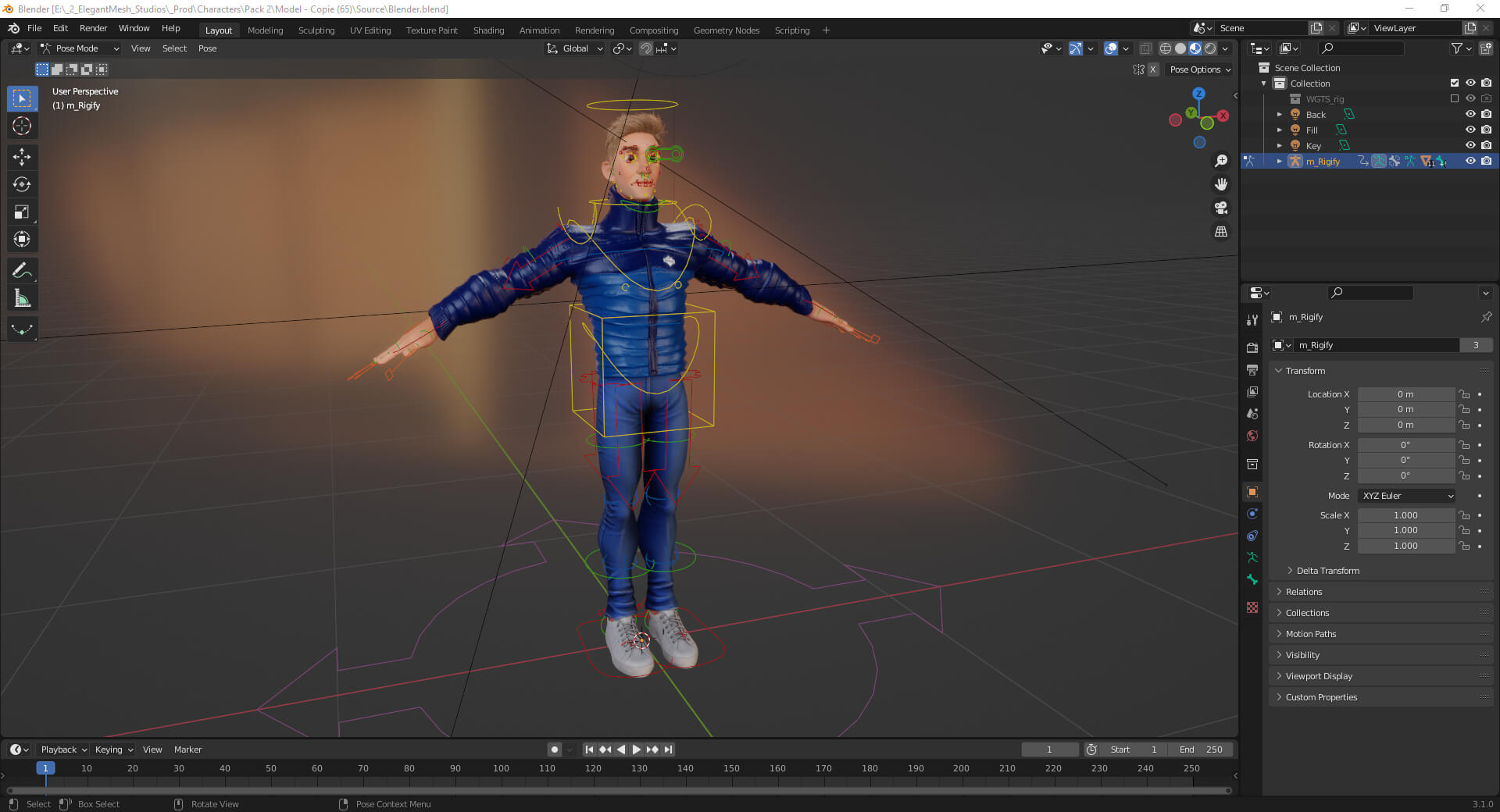 Stylized Man in Blue Winter Jacket - 3D Model by Elegant Mesh 3D