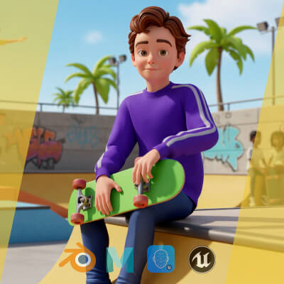 Stylized Toon Boy in Sporty Outfit Rigged 3D Character by Elegant Mesh 3D
