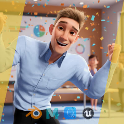 Cartoon Modern Man in Slim Fit Clothes - 3D Model by Elegant Mesh 3D