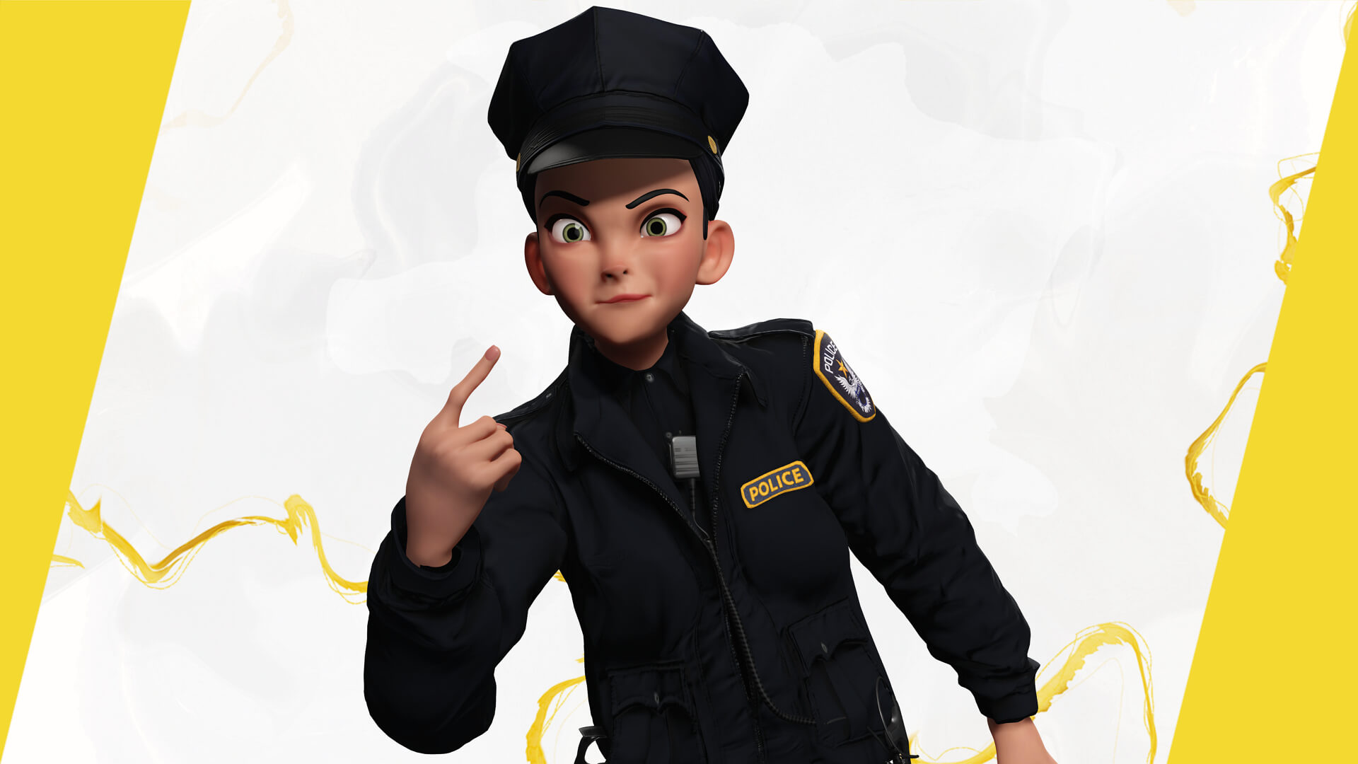 Toon Police Woman 3D Character Female Law Enforcement Office by Elegant ...