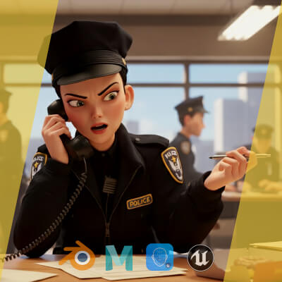 Toon Police Woman 3D Character Female Law Enforcement Office by Elegant ...