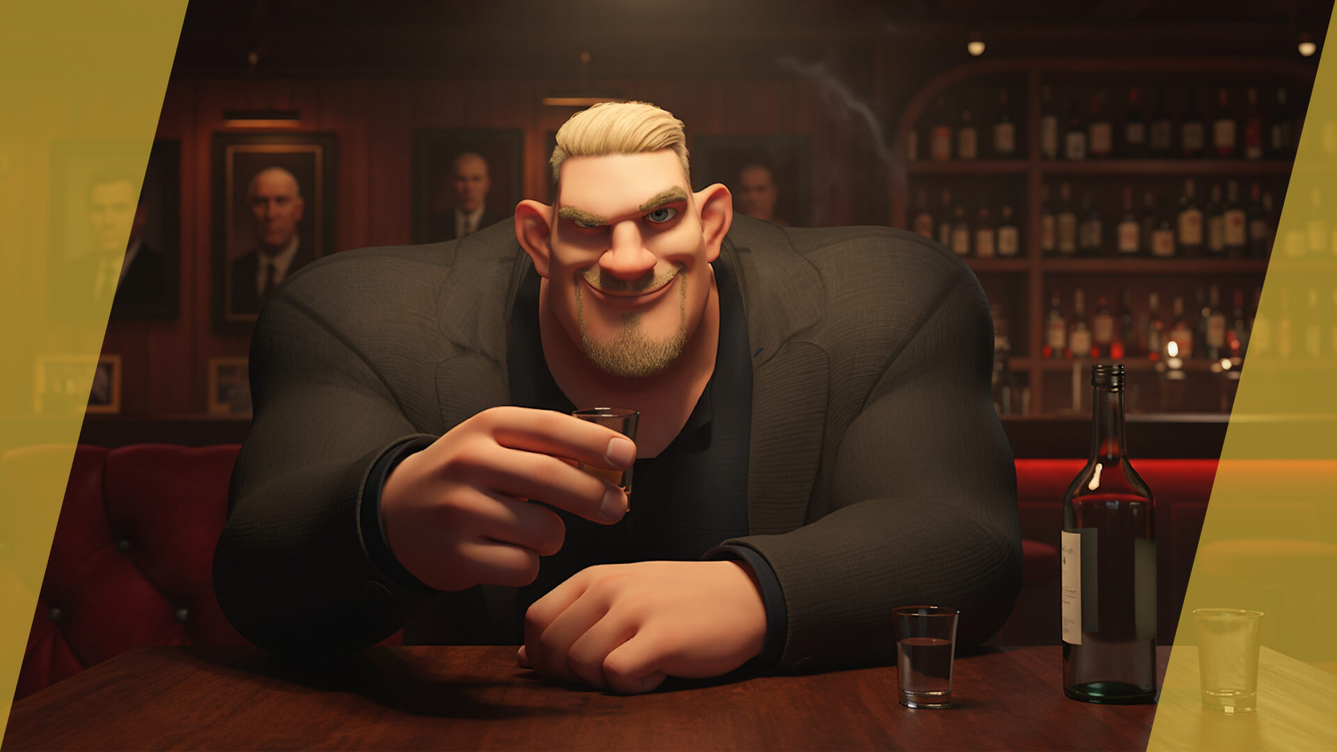 Cartoon Strongman in Security Guard Outfit - 3D Model by Elegant Mesh 3D