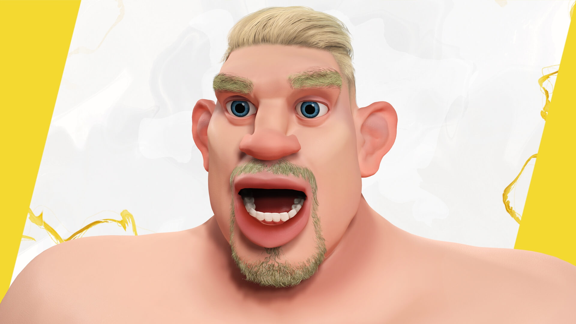 Cartoon Strongman in Security Guard Outfit - 3D Model by Elegant Mesh 3D