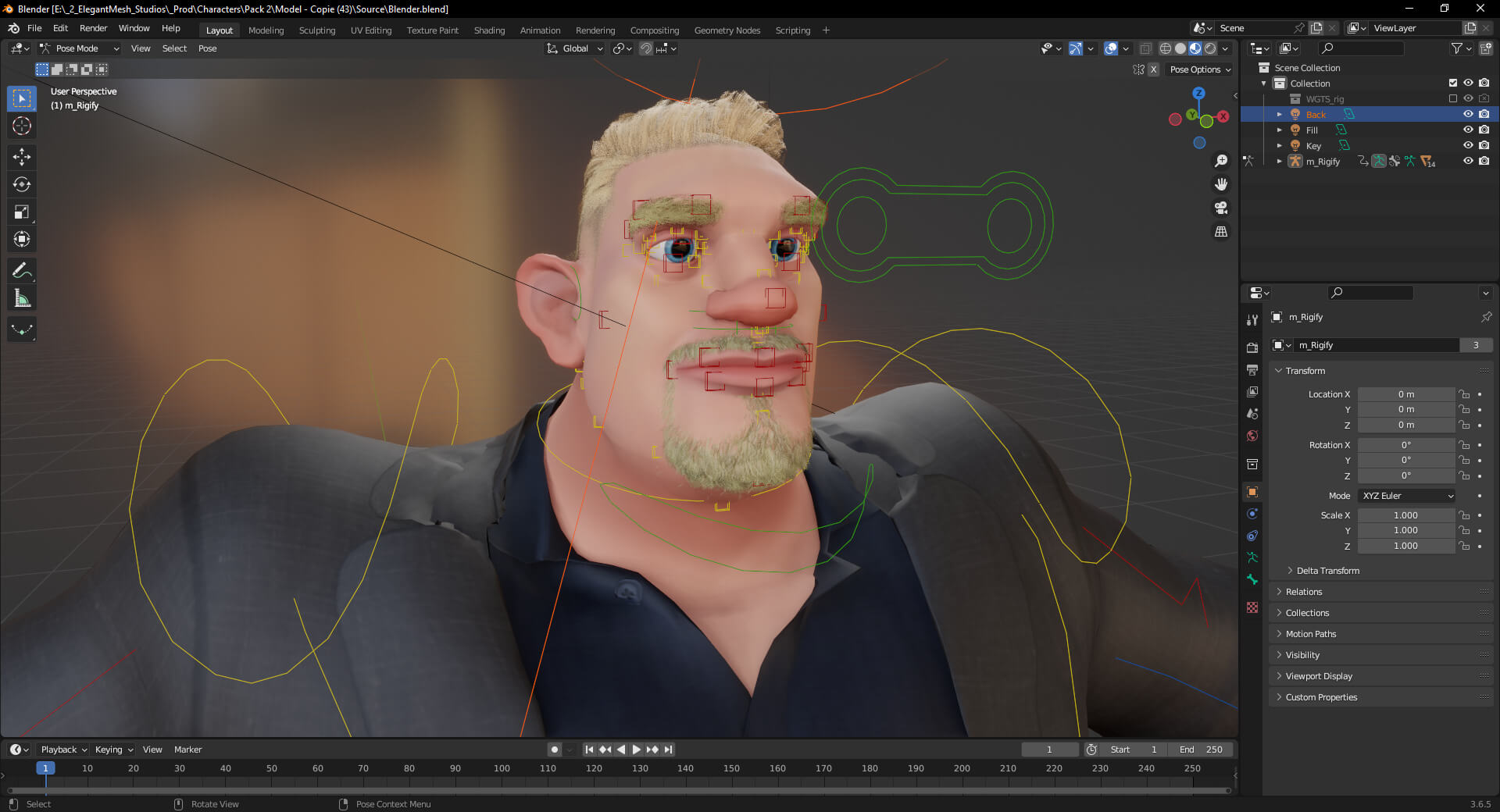 Toon Strongman in Security Guard Costume - 3D Model by Elegant Mesh 3D