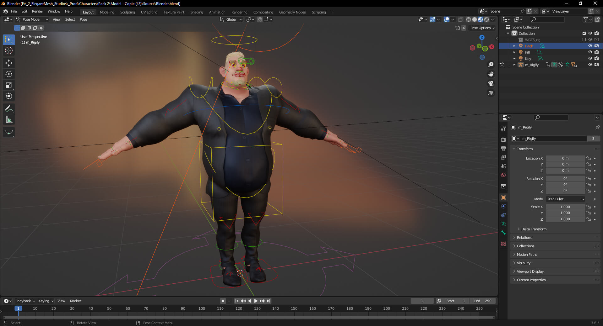 Cartoon Strongman in Security Guard Outfit - 3D Model by Elegant Mesh 3D