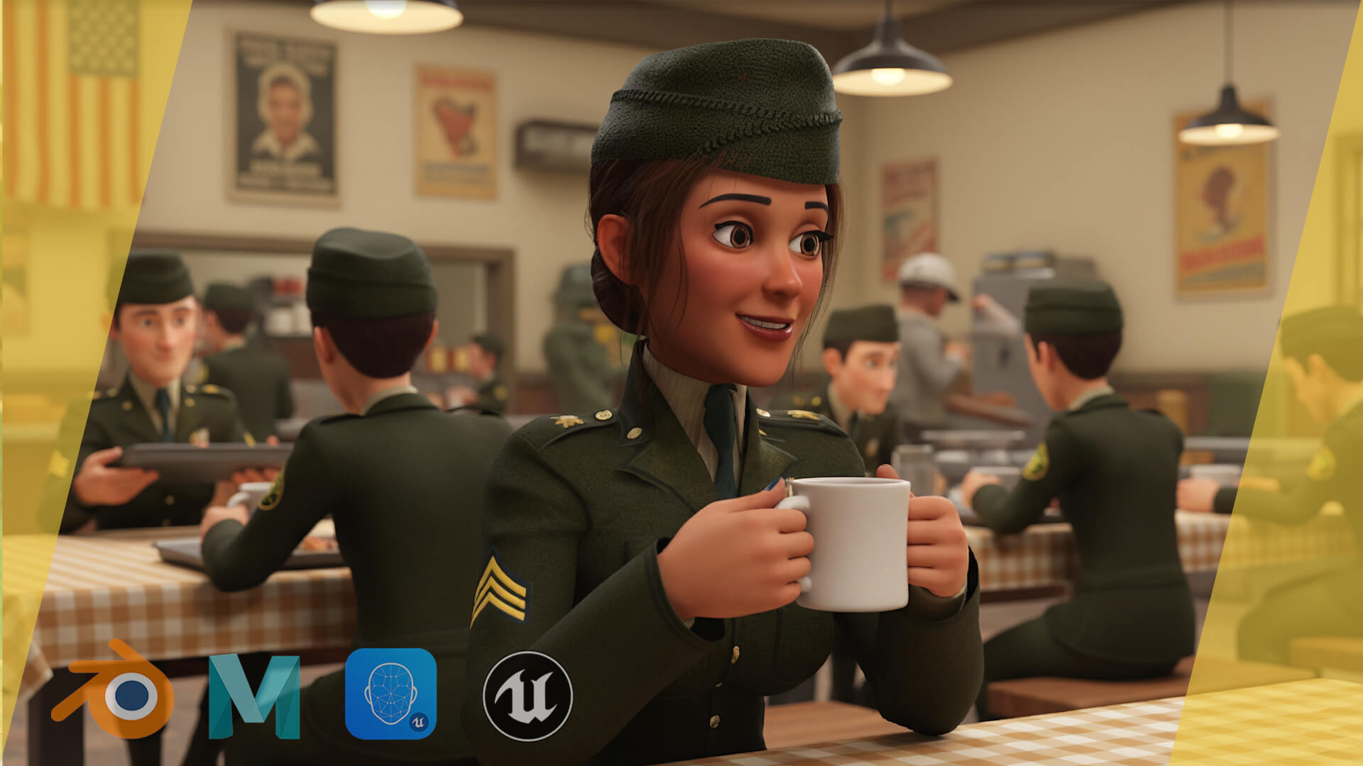 Woman in US Army Uniform - 3D Model by Elegant Mesh 3D