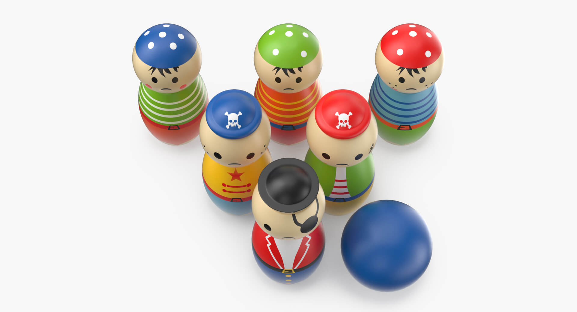Bowling Pin Toy Pirates - 3D Model by Elena_Sh