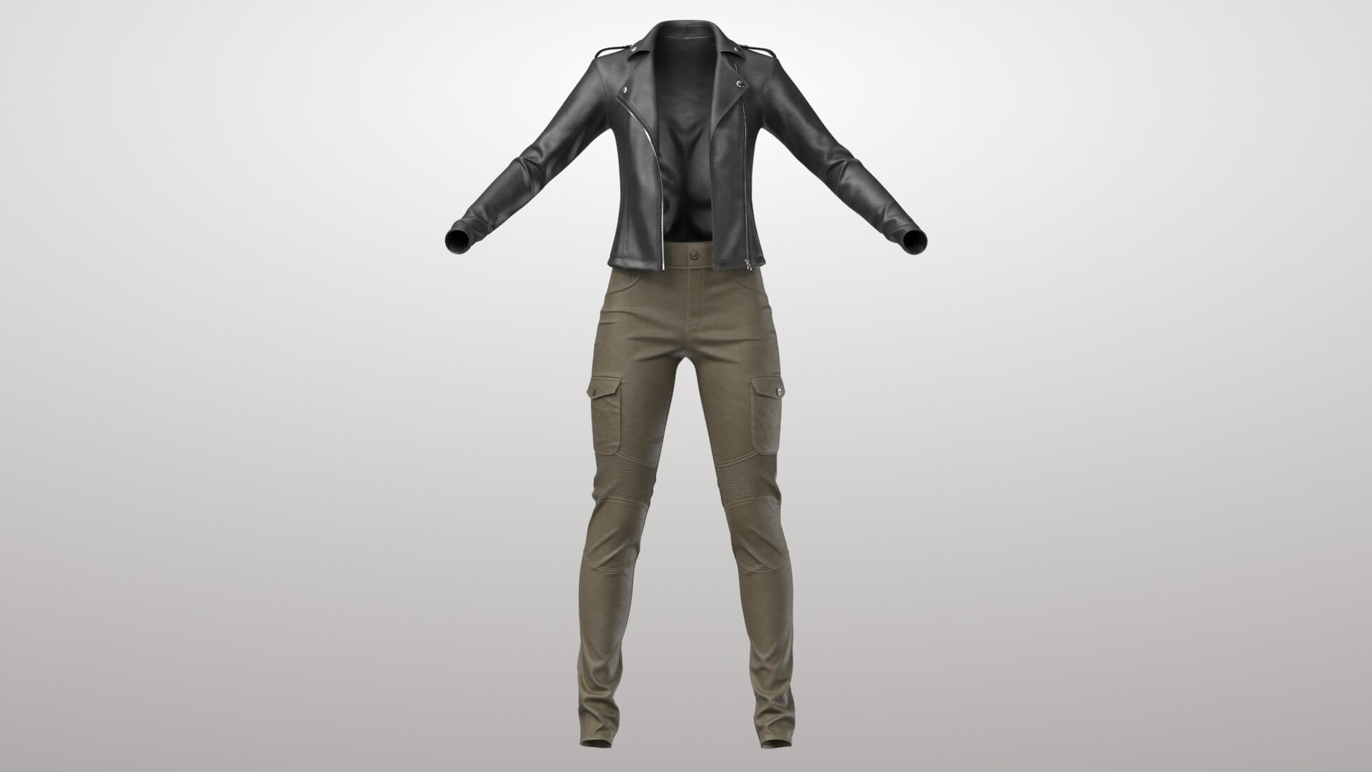 Female Leather Jacket 1v - 3D Model by Elena_Sh