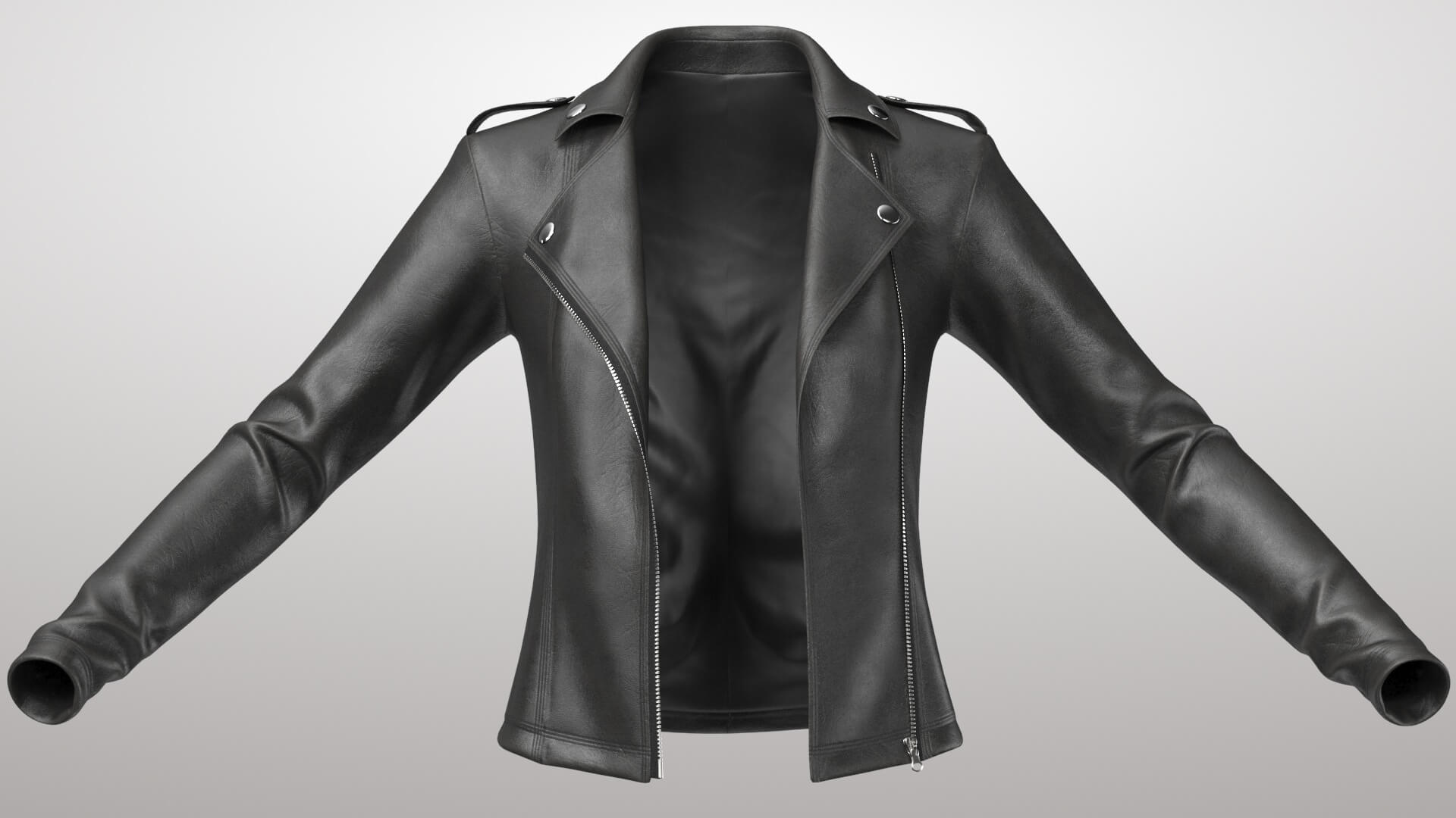 Female Leather Jacket 1v - 3D Model by Elena_Sh