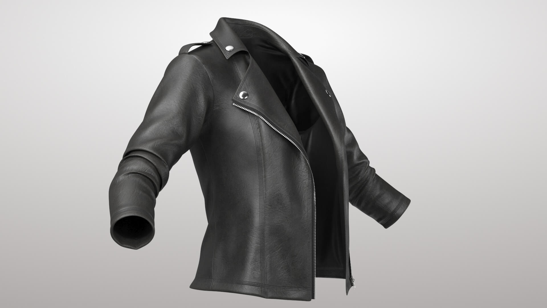 Female Leather Jacket 2v - 3D Model by Elena_Sh
