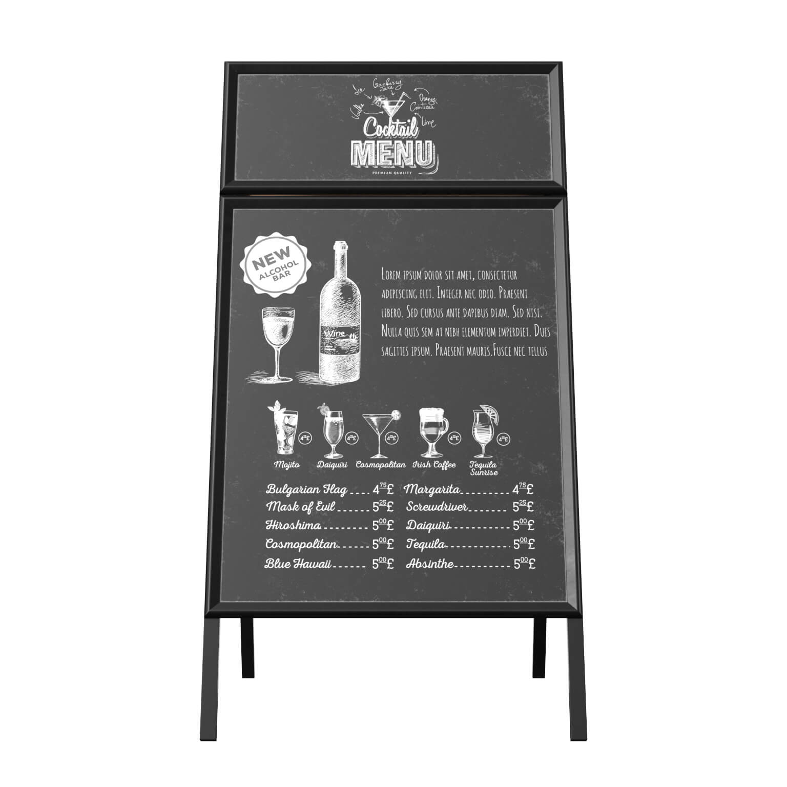 Menu Chalk 02v 3D Model + PBR by Elena_Sh