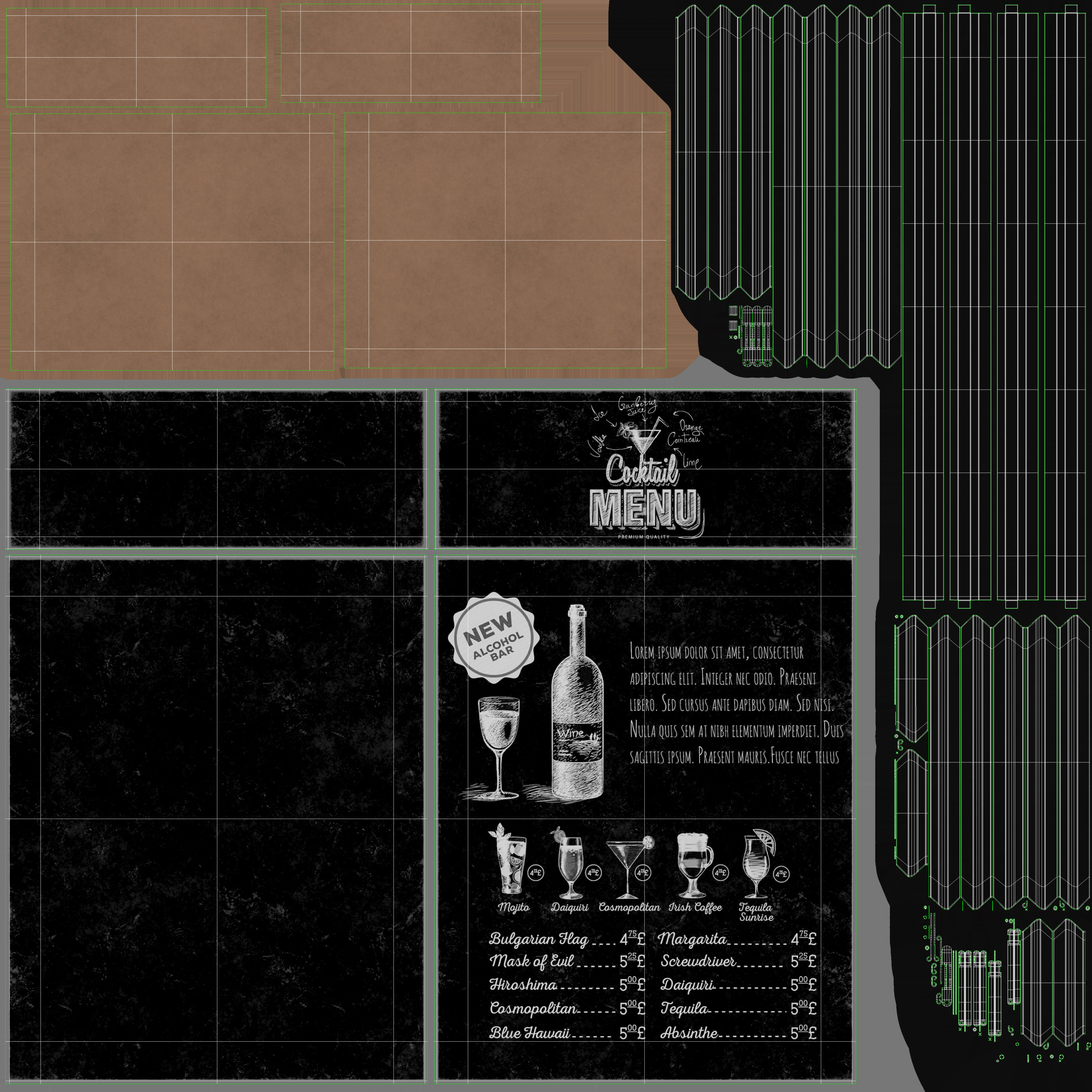 Menu Chalk 02v 3D Model + PBR by Elena_Sh