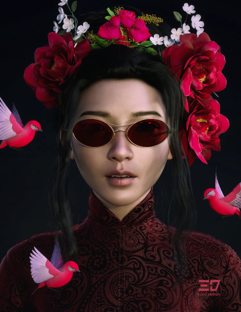 Hanako 3D Render, Digital Art by eligodesign