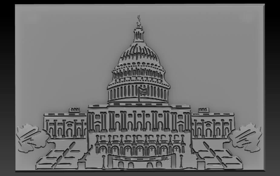 Capitol Building Relief - 3D Print Model by elitemodelry