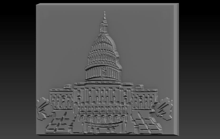 Capitol Building Relief - 3D Print Model by elitemodelry