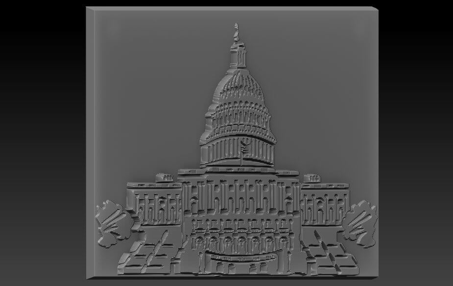 Capitol Building Relief - 3D Print Model by elitemodelry