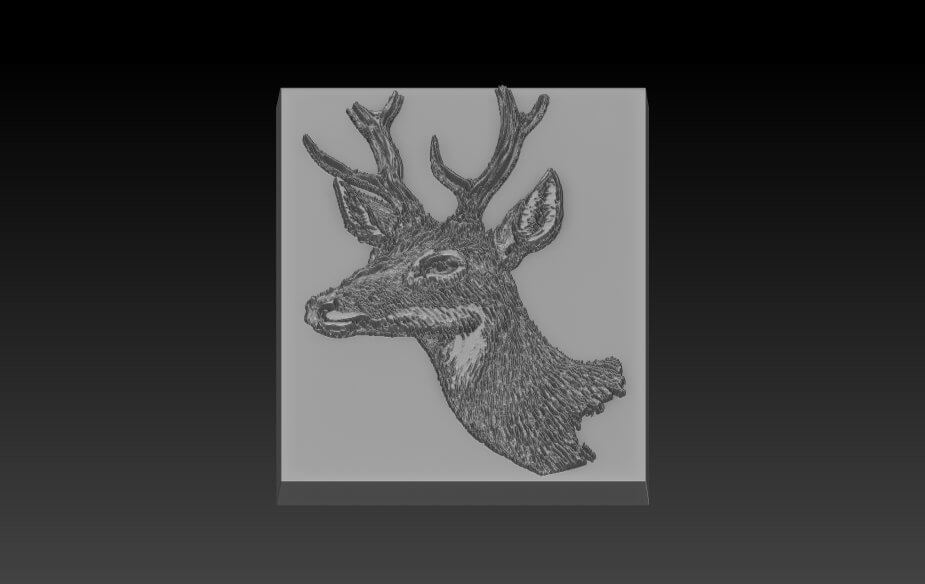 Deer Head Relief - 3D Print Model by elitemodelry