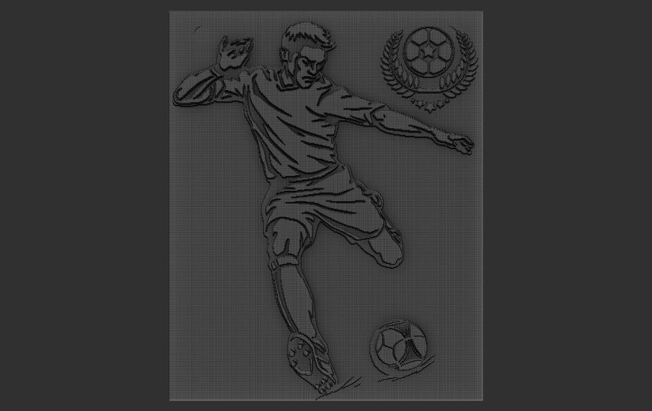 Footballer Relief - 3D Print Model by elitemodelry
