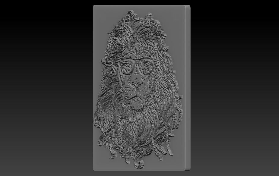 Lion Head Relief - 3D Model by elitemodelry