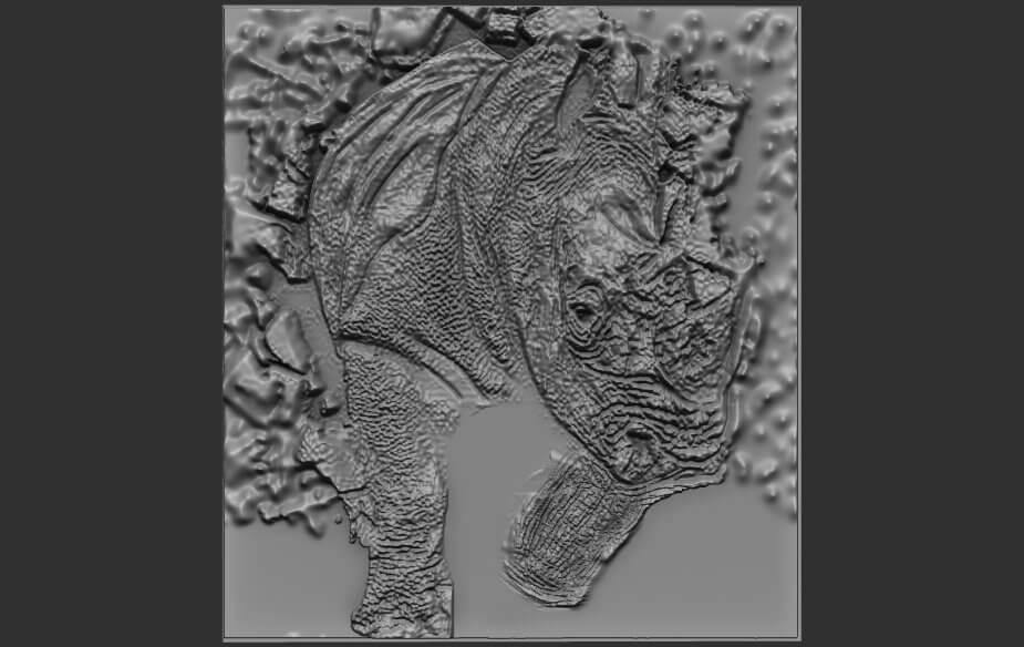 Rhino Relief - 3D Model by elitemodelry
