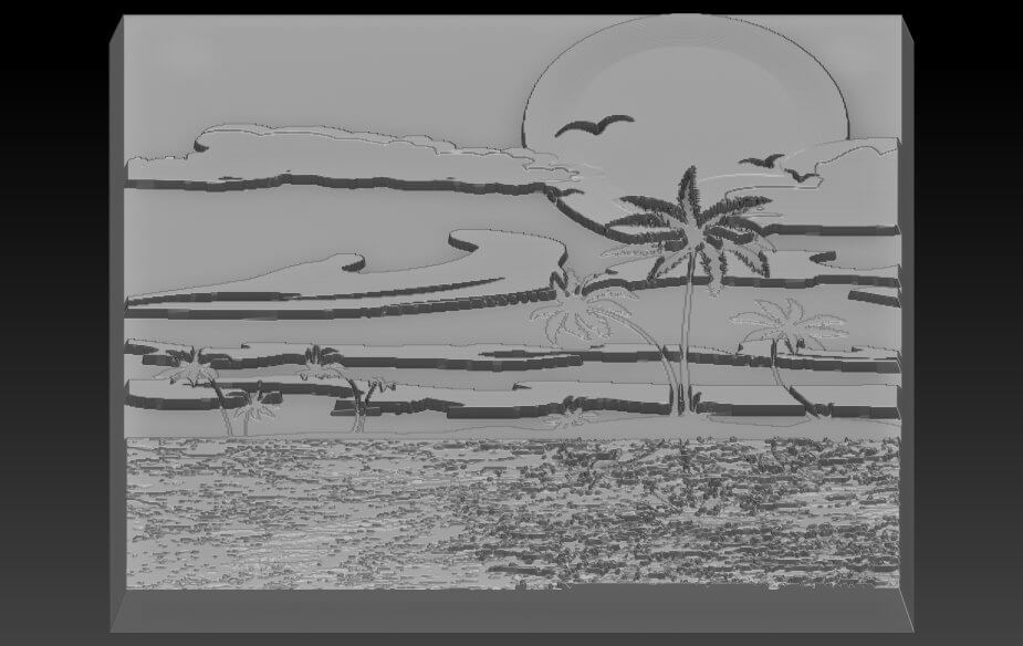 Sea Landscape Relief - 3D Print Model by elitemodelry