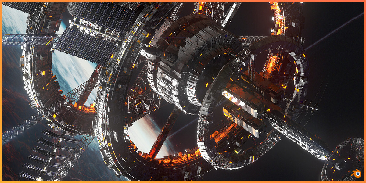 Procedural Sci-Fi Space Station Generator for Blender 3D Software or Plug-In by elpamidor
