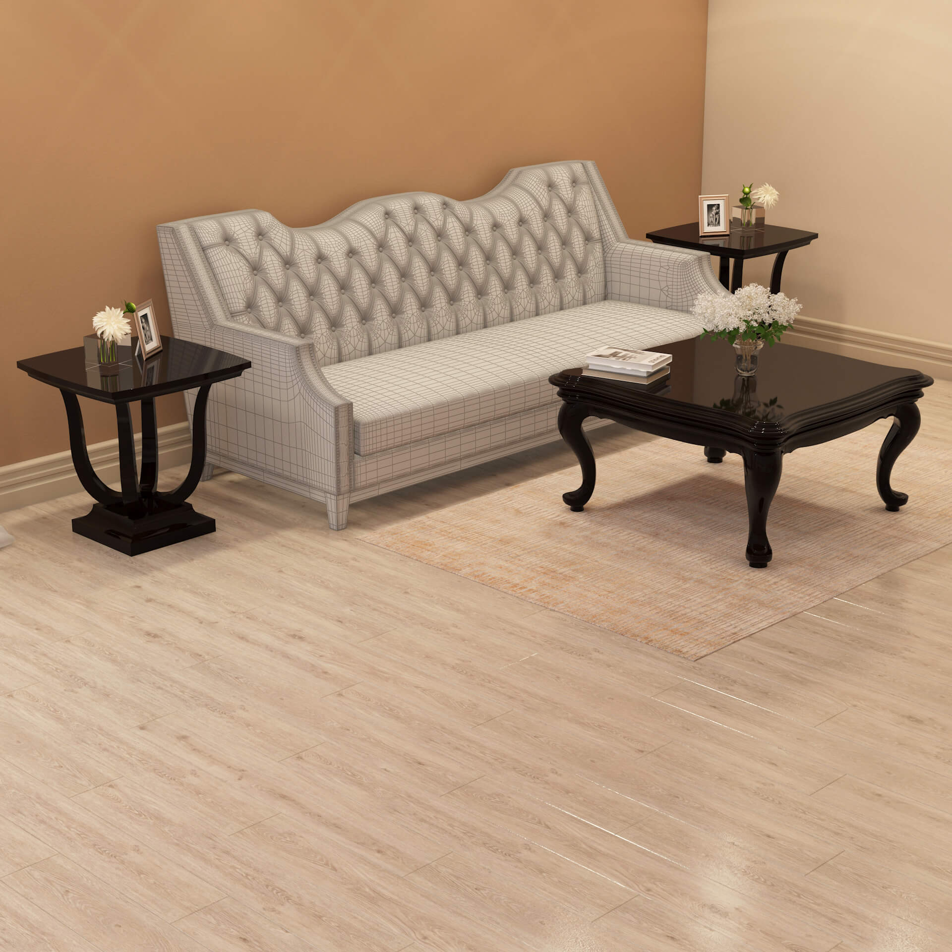 Chesterfield Fabric Sofa 001 - 3D Model by Elshan_3d_artist
