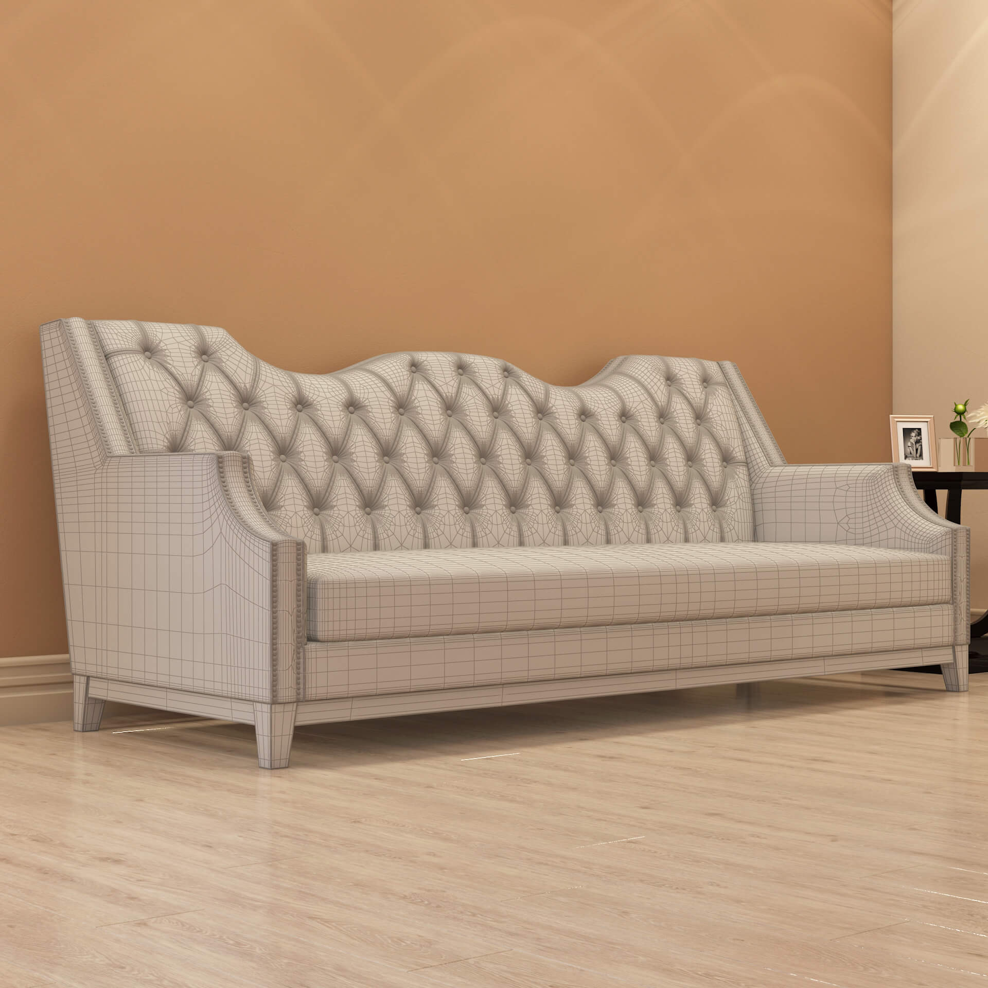 Chesterfield Fabric Sofa 001 - 3D Model by Elshan_3d_artist